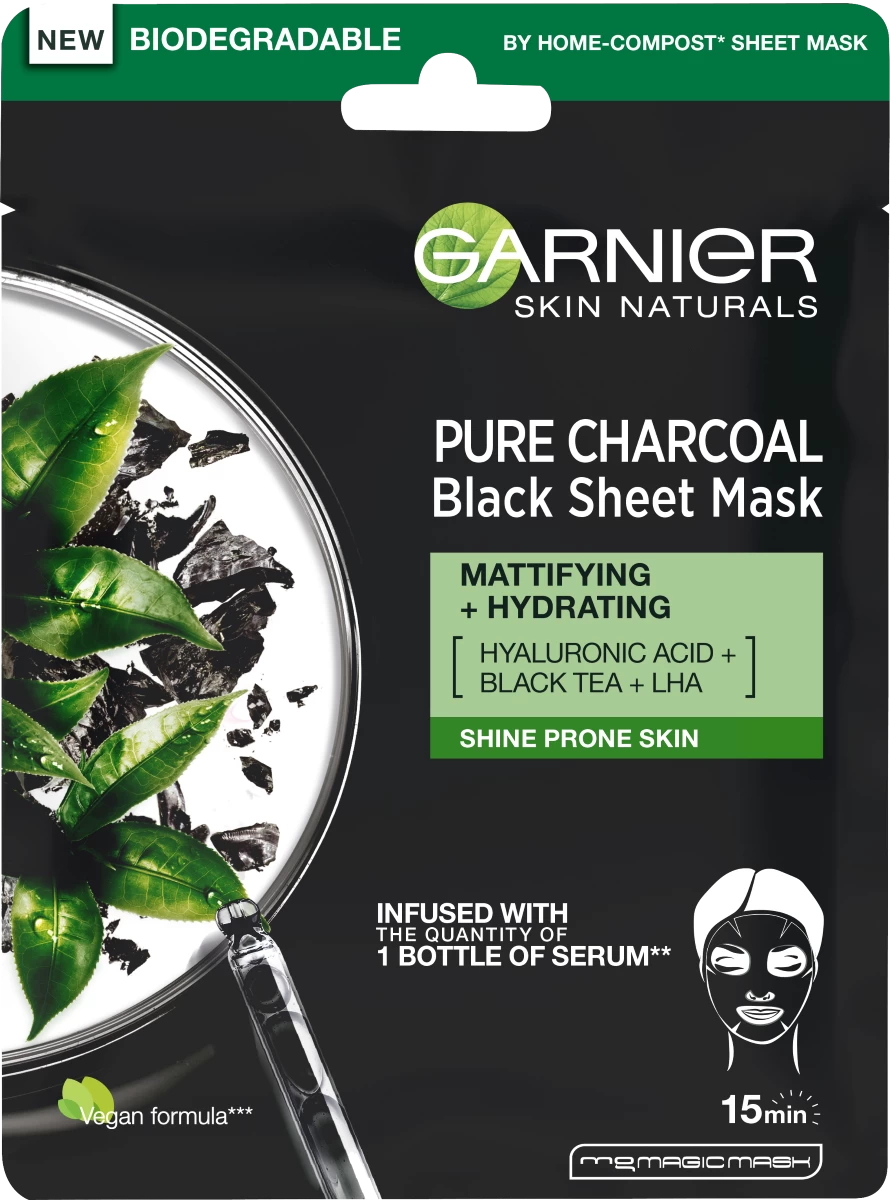 GARNIER SKIN NATURALS MASKA ZA LICE 28G PURE CHARCOAL BLACK