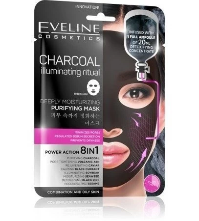 EVELINE MASKA ZA LICE 8 IN 1 CHARCOAL 20ML