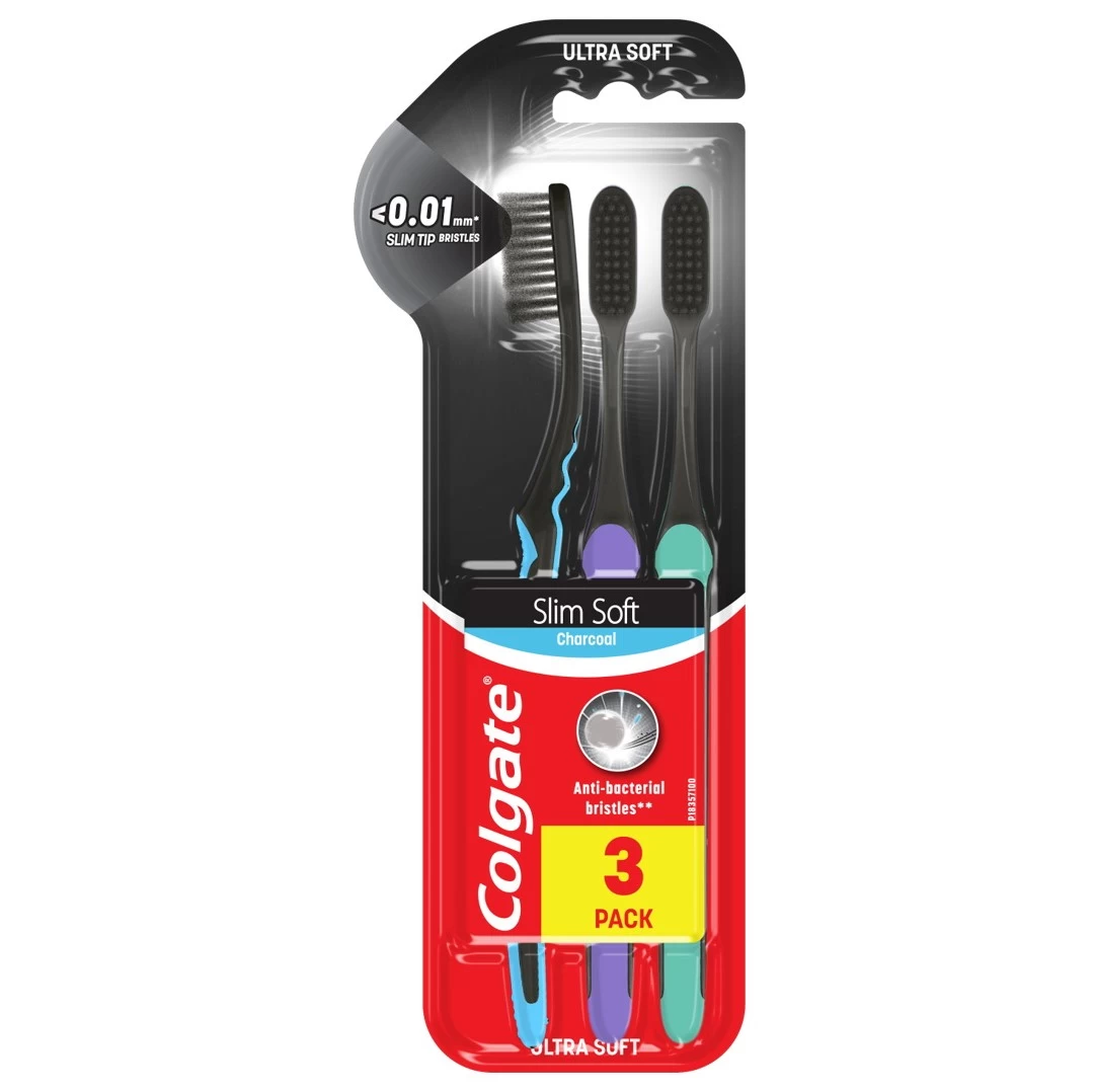 COLGATE ČETKICA 3 KOM SLIM SOFT CHARCOAL