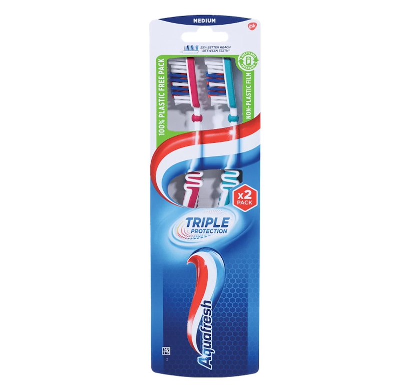 AQUAFRESH ČETKICA TRIPLE PROTECTION MEDIUM 2 KOMADA