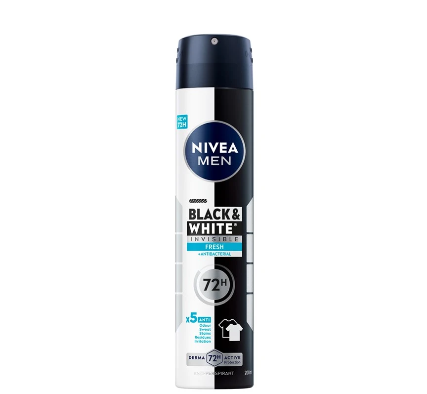 NIVEA DEO MEN 200ML BLACK&WHITE INVISIBLE FRESH 85975