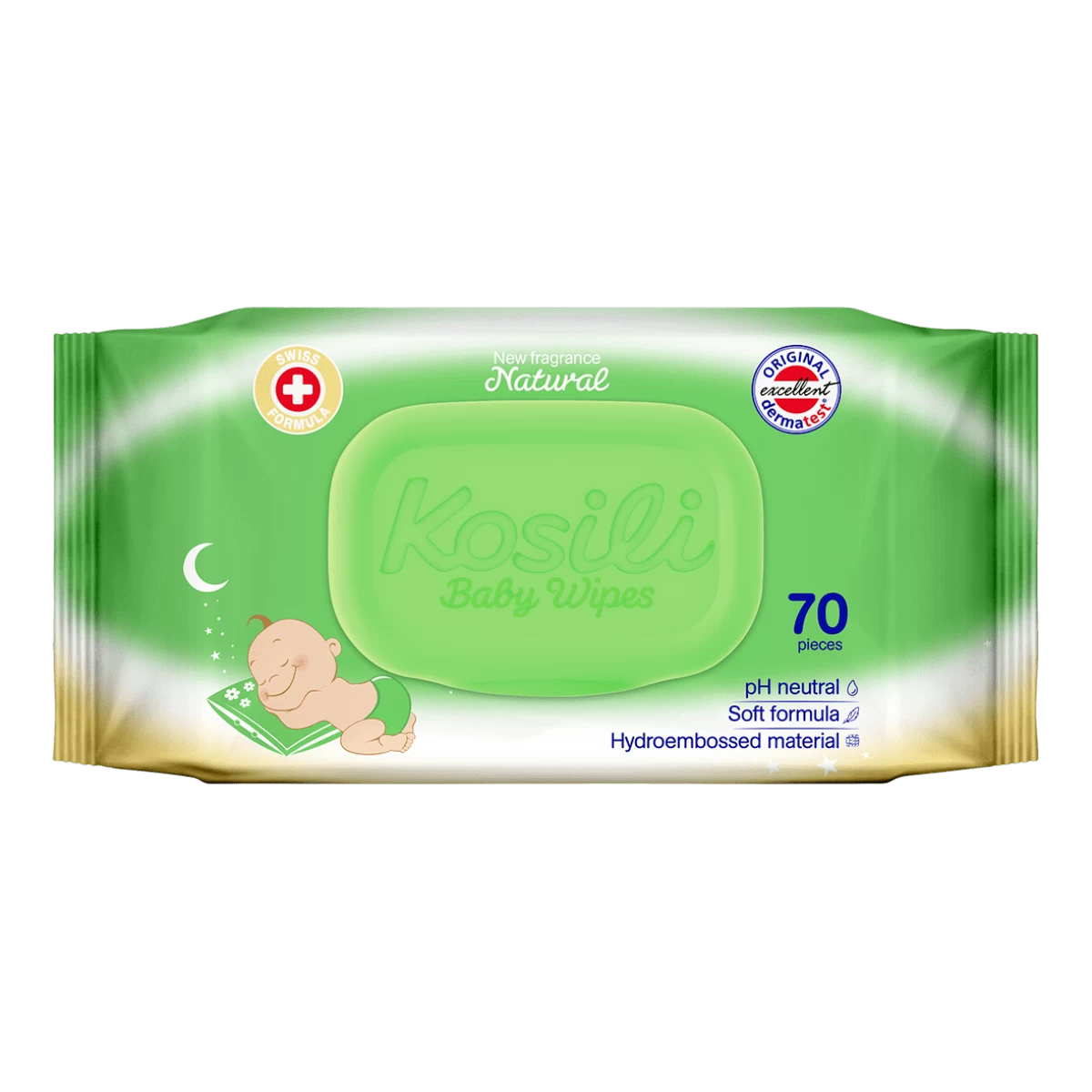 KOSILI VLAŽNE MARAMICE BABY 70KOM SA POKLOPCEM NATURAL ZELENE