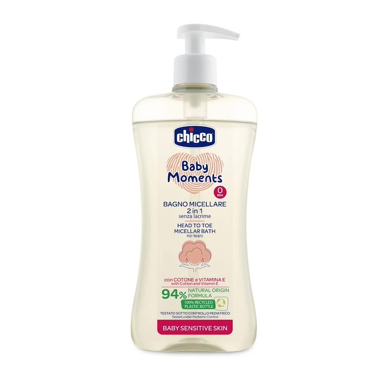 CHICCO BABY MOMENTS SENSITIVE KUPKA I ŠAMPON 500ML MICELARNA