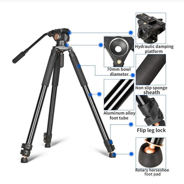 QZSD Q688 180cm 20kg Video Stativ (fluidna glava)