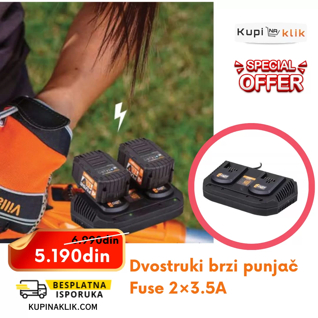 Dvostruki brzi punjač Fuse 2×3.5A
Dvostruki brzi punjač Fuse 2×3.5A