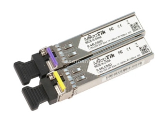 MikroTik S-4554LC80d pair of SFP modules (1.25G SM 80km T1490nm/R1550nm LC) + (1.25G SM 80km T155...