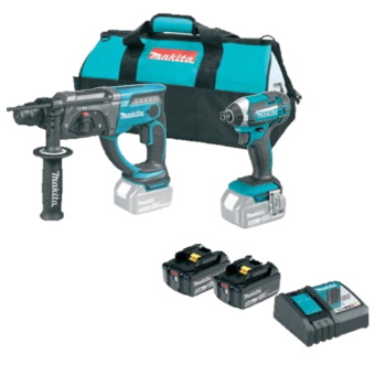 Makita akumulatorski set alata aku. čekić bušilica DHR202 + aku. udarni odvijač DTD152 18V 2x3,0 Ah