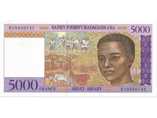 Madagascar 5000 francs 1995.