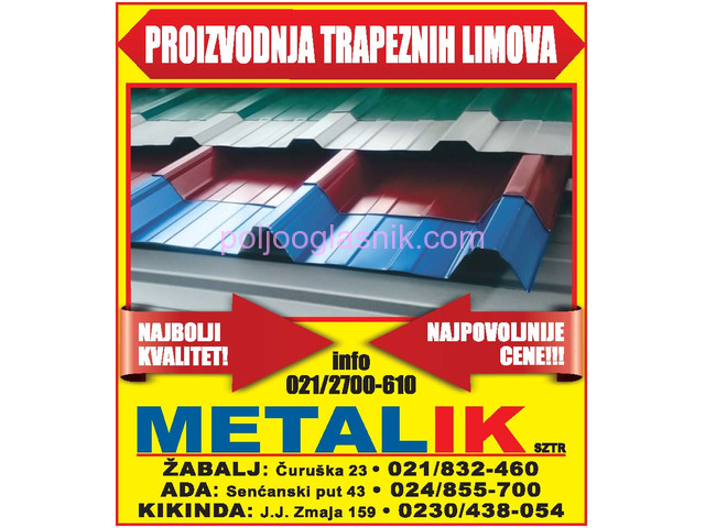 METALIK - PROIZVODNJA TRAPEZNIH LIMOVA