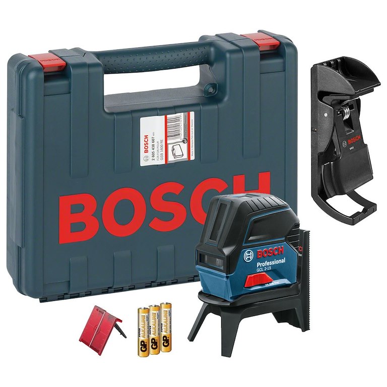 Kombinovani laser 15m sa dve linije i dve tačke Bosch GCL 2-15, magnetni nosač sa štipaljkom, kofer, 0601066E02