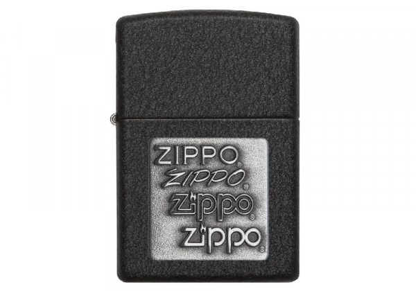 Zippo Black Crackle® Silver w/ logo