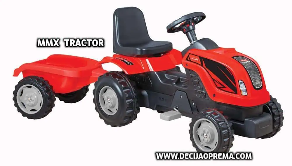 Traktor na pedale MMX sa prikolicom Crveni