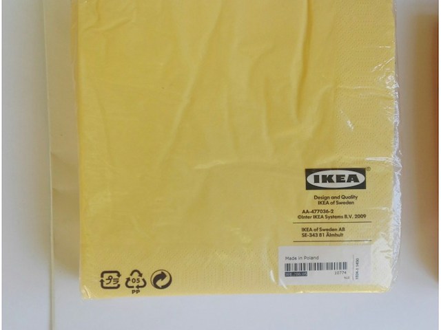 *S410-  Ikea salvete , pakovanje  50kom,žuta
