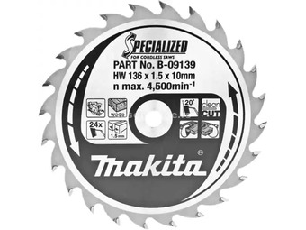 List za testeru od tvrdog metala, 136/10mm sa 24 zubaca Makita