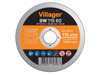 VILLAGER Brusna ploča za metal GW 115 60 Brusna ploča 115mm 22.23mm