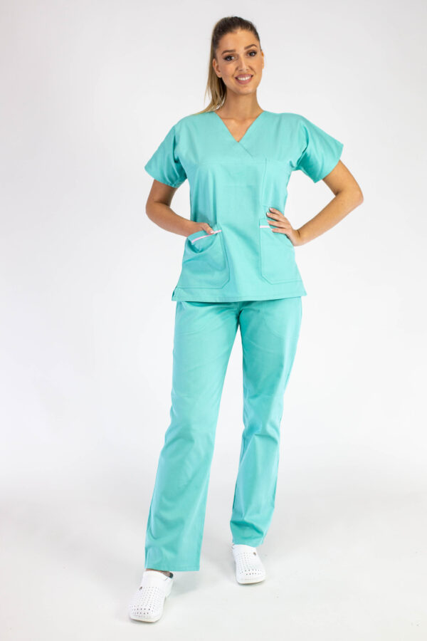 Medicinska uniforma ženska MEDIC M-2 Rezedo zelena / Roze paspul