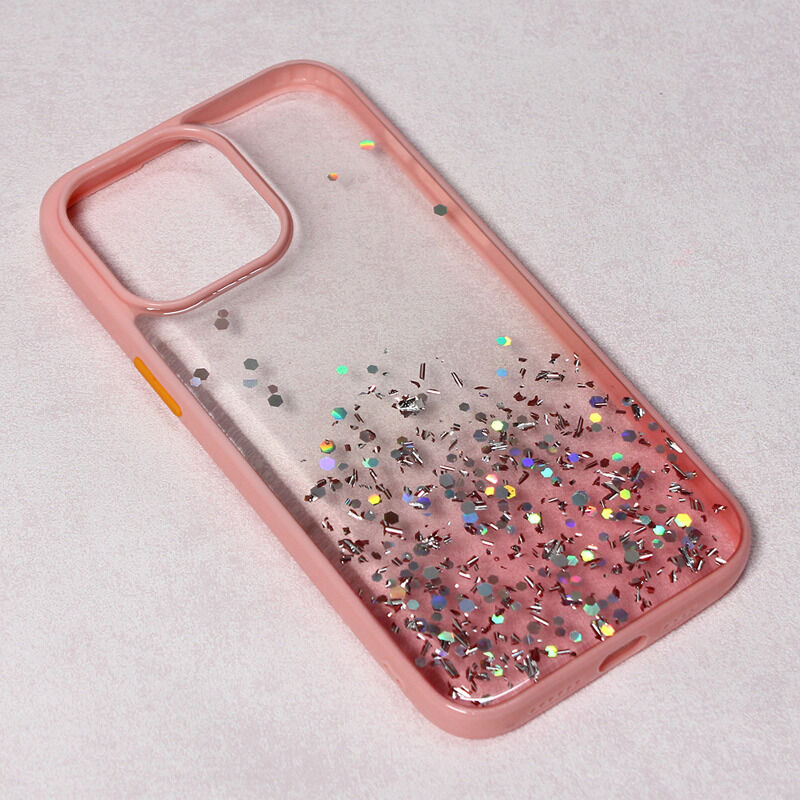 Maskica Frame Glitter za iPhone 14 Pro Max 6.7 roze