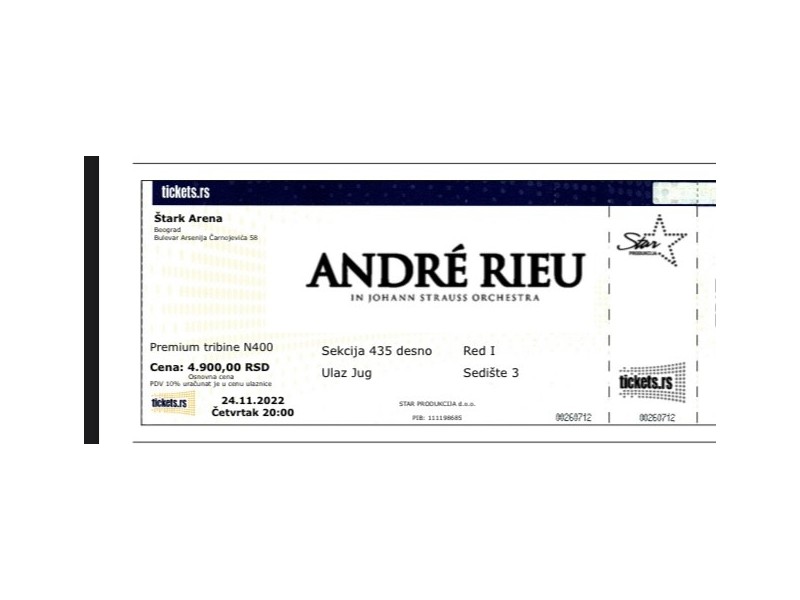 2 Karte za koncert ANDRE RIEU
