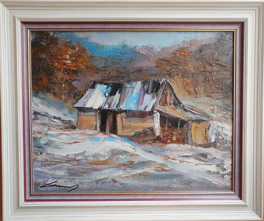 Brvnara, ulje na platnu, Ivan Vanja Milanovic, sa 53×63 cm, bez 40×50 cm, sertifikat, 120 evra