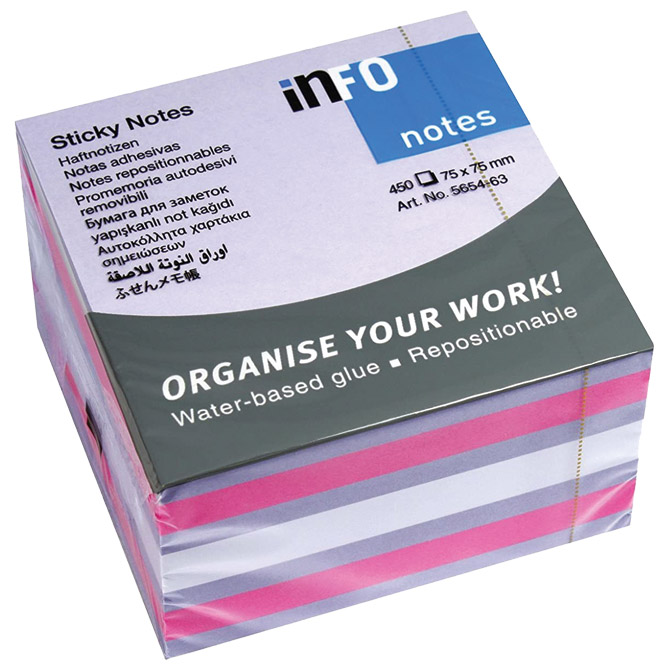 Blok samolepljivi kocka 75x75mm 450lista Brilliant Info Notes