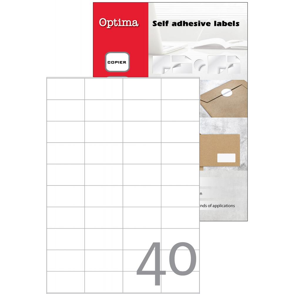 Etikete na listu A4, pakovanje 100/1 52,5×29,7 (40 nalepnica na listu) Optima