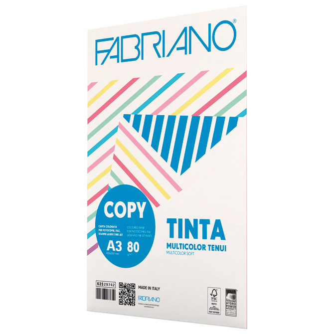 Papir Copytinta A3 80g 1/250 Mix Fabriano pastelna mešavina 5boja