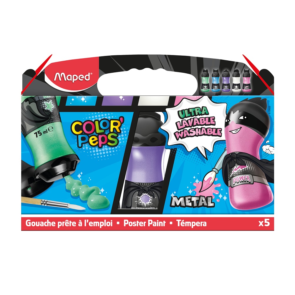 Tempere Maped Superheroj 5x75ml Metalik boje