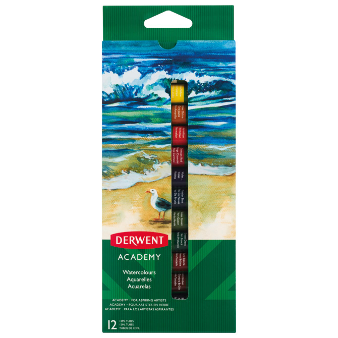 Aquarelle boje, 12ml u blisteru, 12boja, Academy Derwent 2302404