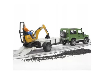 Džip Land Rover sa prikolicom i JCB mini bagerom i figurom BRUDER