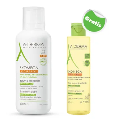 A Derma KOMPLET EXOMEGA control emolijentni balzam i ulje za tuširanje PROMO