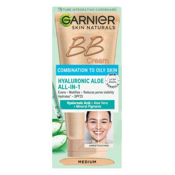 Garnier Skin Naturals BB dnevna krema za mešovitu do masnu kožu Medium 50 ml SPF 25
