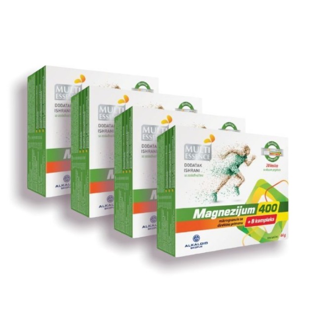 MAGNEZIJUM 400mg + B KOMPLEKS kesice direkt, 20kom, PAKET 4 KUTIJE