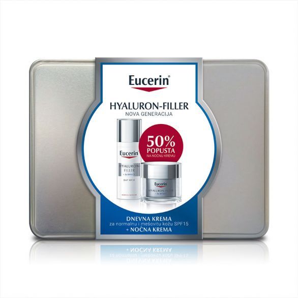 Eucerin Box(hijaluron filer dnevna krema za mešovitu kožu 50ml+hijaluron filer noćna krema 50ml)
