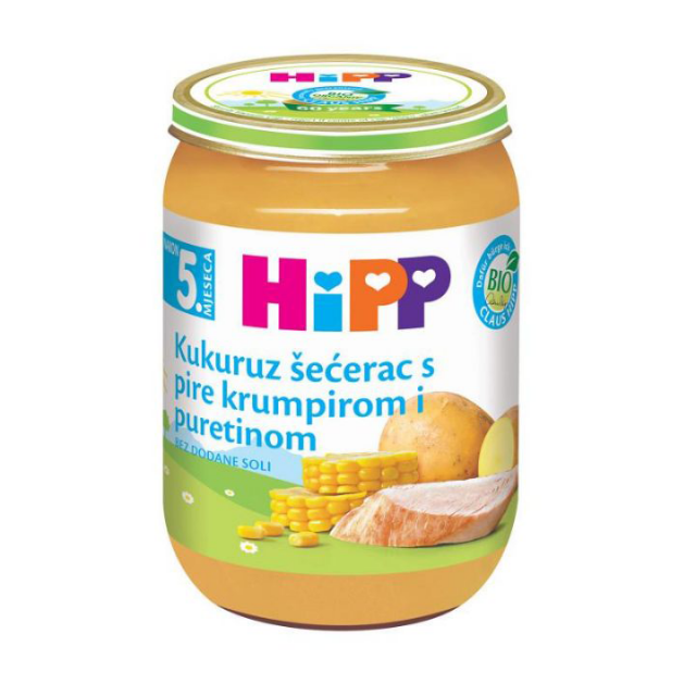 HIPP KUKURUZ ŠEĆERAC + PIRE + ĆURETINA kaša, 190g