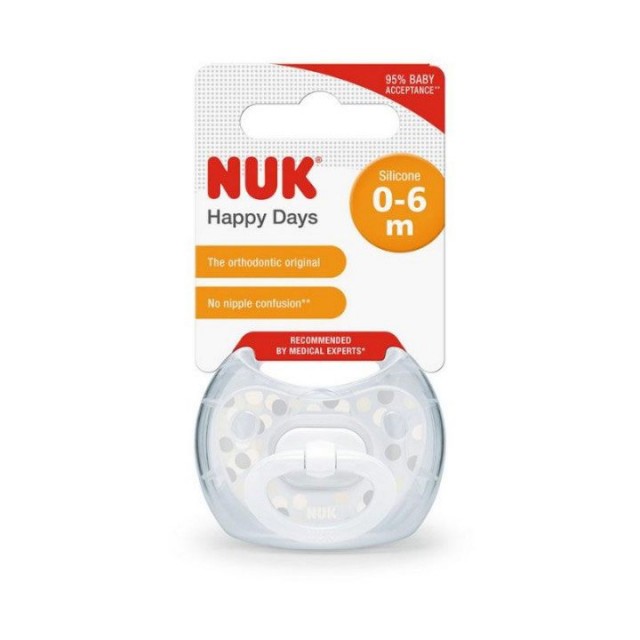 NUK HAPPY DAYS silikonska varalica 0-6m, 1kom