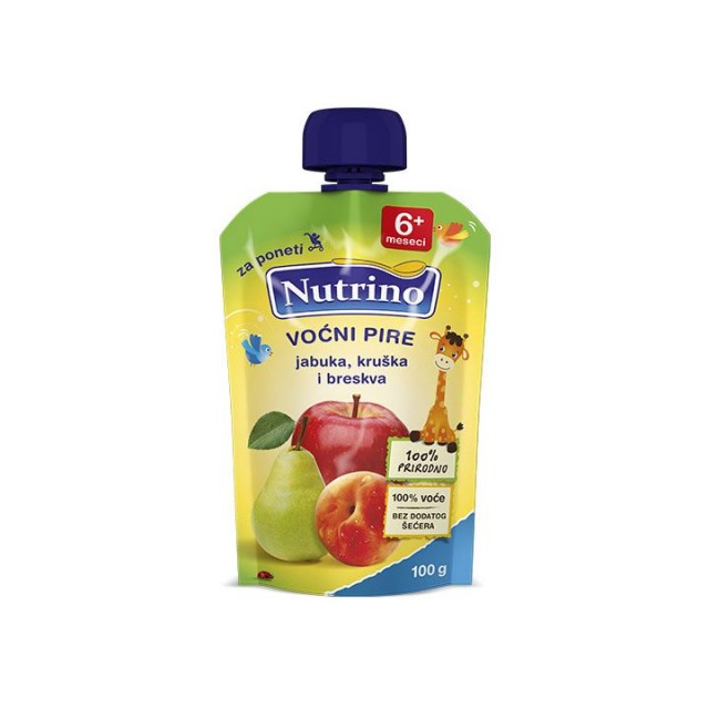 NUTRINO JABUKA KRUŠKA I BRESKVA voćni pire, 100g