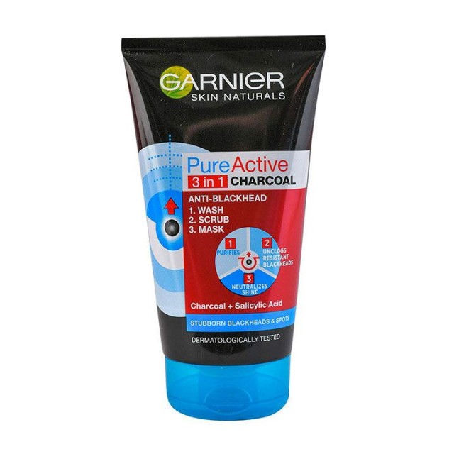 GARNIER PURE ACTIVE CHARCOAL 3u1 piling za lice, 150ml