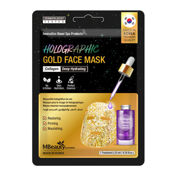 Holographic Gold Face Mask maska za lice u zlatnoj hologramskoj foliji za intenzivnu hidrataciju 23ml