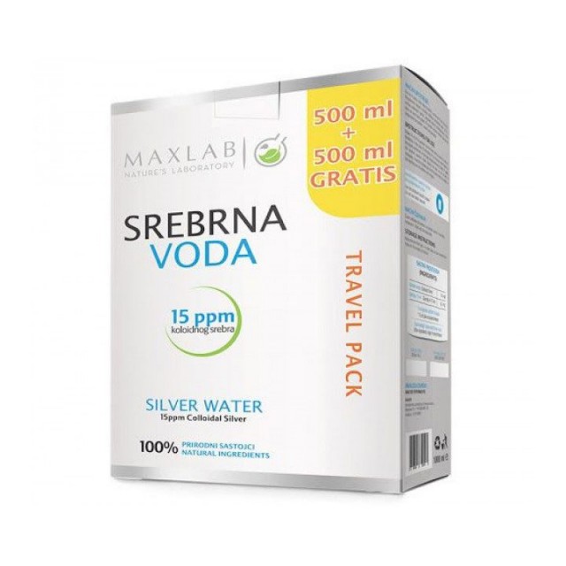 MAXLAB SREBRNA VODA rastvor, 500ml + 500ml gratis