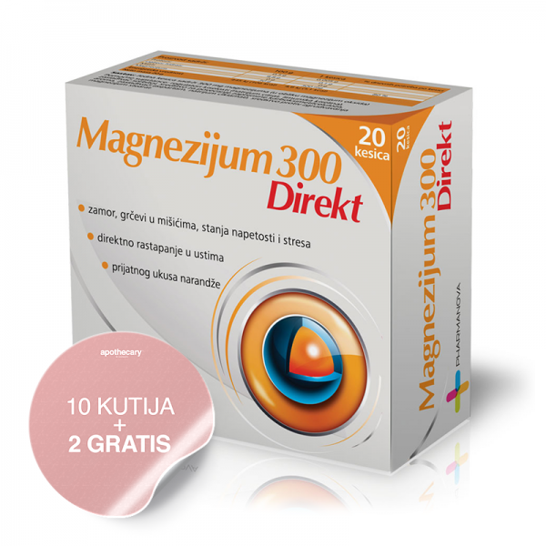 Magnezijum 300 Direkt 20 kesica (10 kutija + 2 GRATIS)