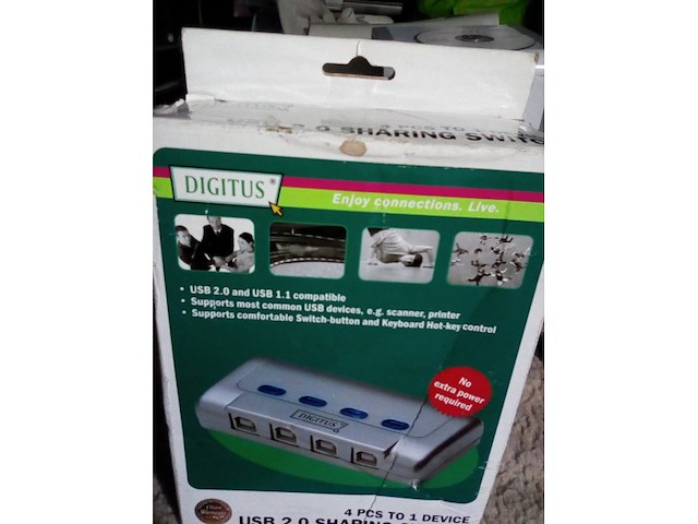 DIGITUS DA-70136 USB 2.0 Sharing Switch, 4 PC - 1 Devic