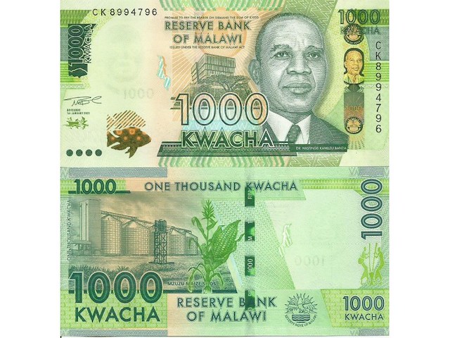 Malawi 1000 kwacha 2021. UNC