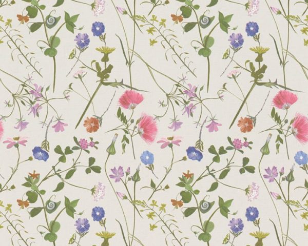 A.S. CRÉATION WALLPAPER «COTTAGE, FLORAL, BEIGE, BLUE, GREEN, PINK» 389012