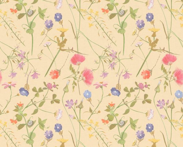 A.S. CRÉATION WALLPAPER «COTTAGE, FLORAL, BLUE, GREEN, ORANGE, PINK» 389013