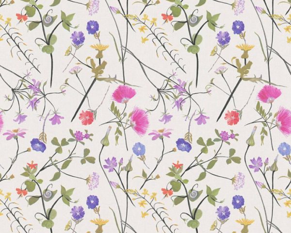 A.S. CRÉATION WALLPAPER «COTTAGE, FLORAL, BLUE, GREEN, PINK, PURPLE» 389011