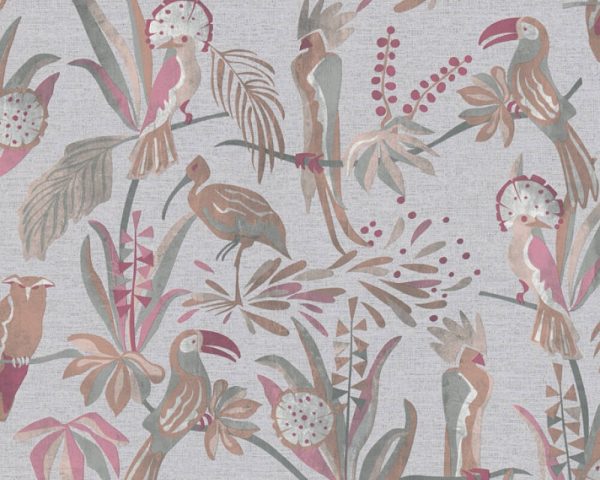 A.S. CRÉATION WALLPAPER «FLORAL, BEIGE, GREY, RED» 388981