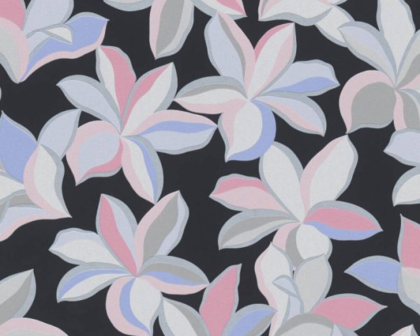 A.S. CRÉATION WALLPAPER «FLORAL, BLACK, BLUE, GREY, PINK» 389081