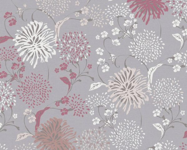 A.S. CRÉATION WALLPAPER «FLORAL, CREAM, GREY, RED, WHITE» 389002