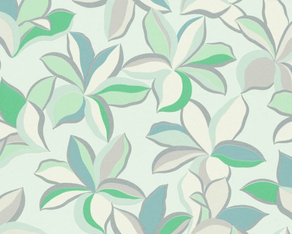 A.S. CRÉATION WALLPAPER «FLORAL, GREEN, METALLIC, SILVER, TURQUOISE» 389083