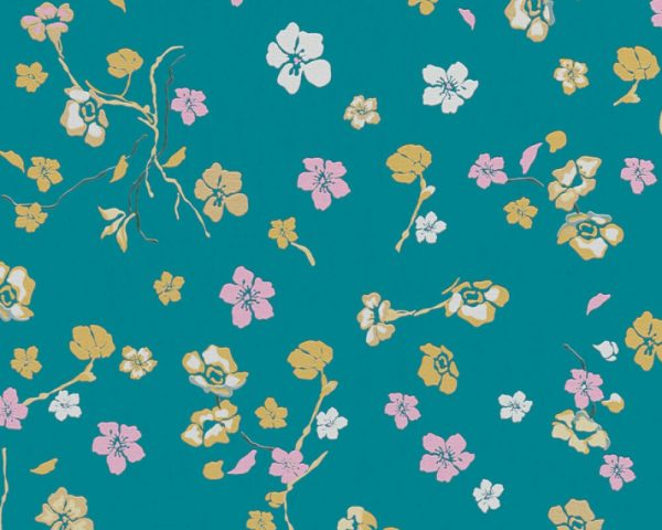 A.S. CRÉATION WALLPAPER «FLORAL, GREEN, PINK, YELLOW» 389072